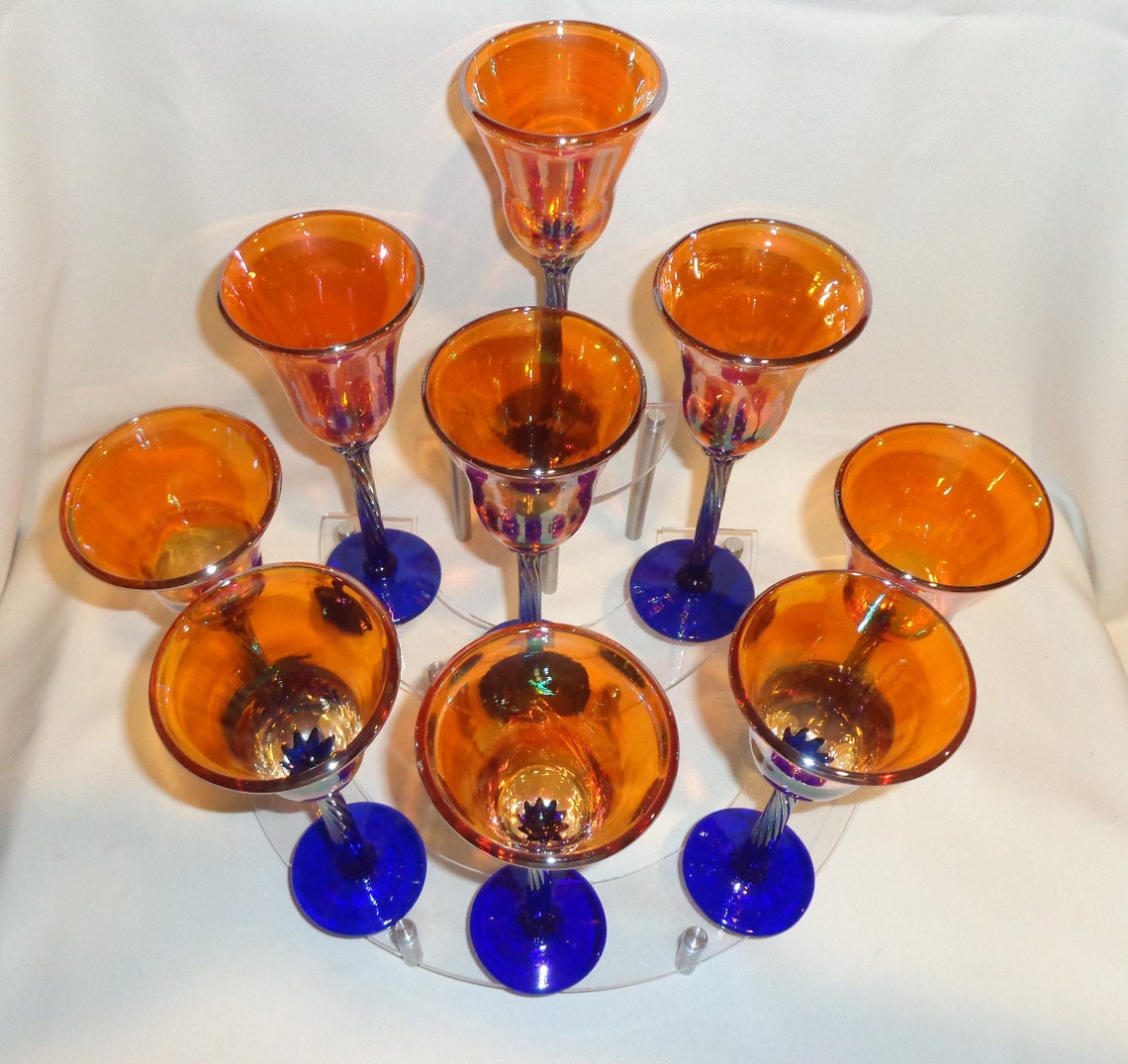 Vintage Glass Rick Strini Art Glass Hand Blown Wine Water - Etsy