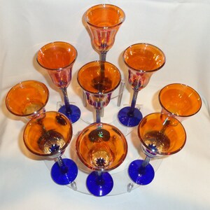 Vintage Glass Rick Strini Art Glass Hand Blown Wine Water Glasses 9 ...