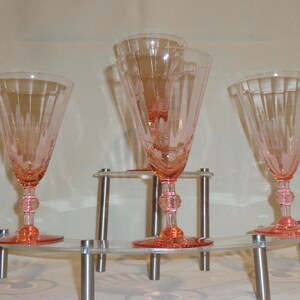 Vintage Glass Depression Glass Pink Fry17-6 Water Wine Goblets Glasses ...