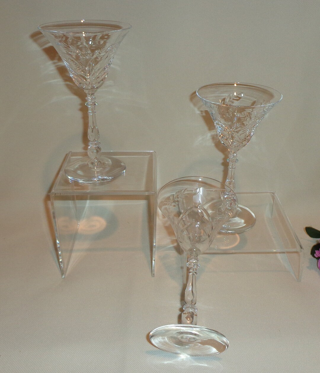 Vintage Glass Bryce Crystal Liquor Martini Cocktail Glasses 3 - Etsy