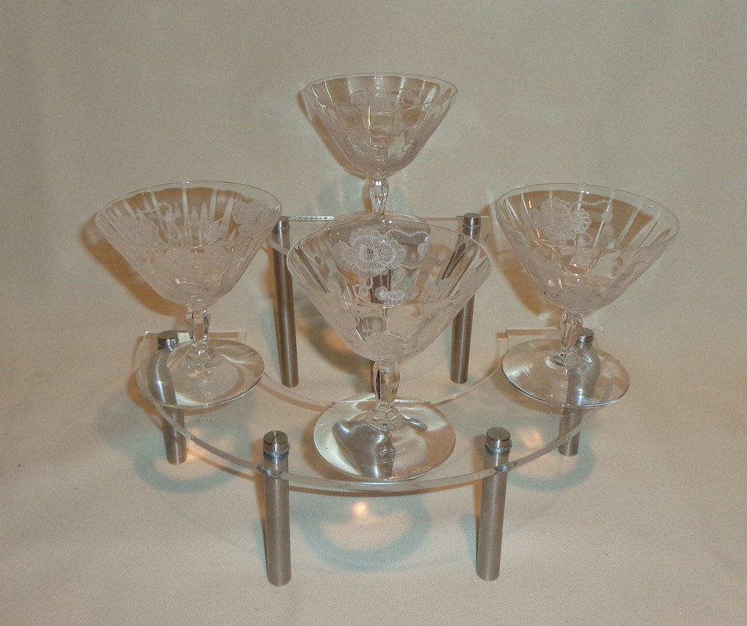 Vintage Glas Fostoria Optik Rogene Poppy Low Champagne Cocktail Gläser ...