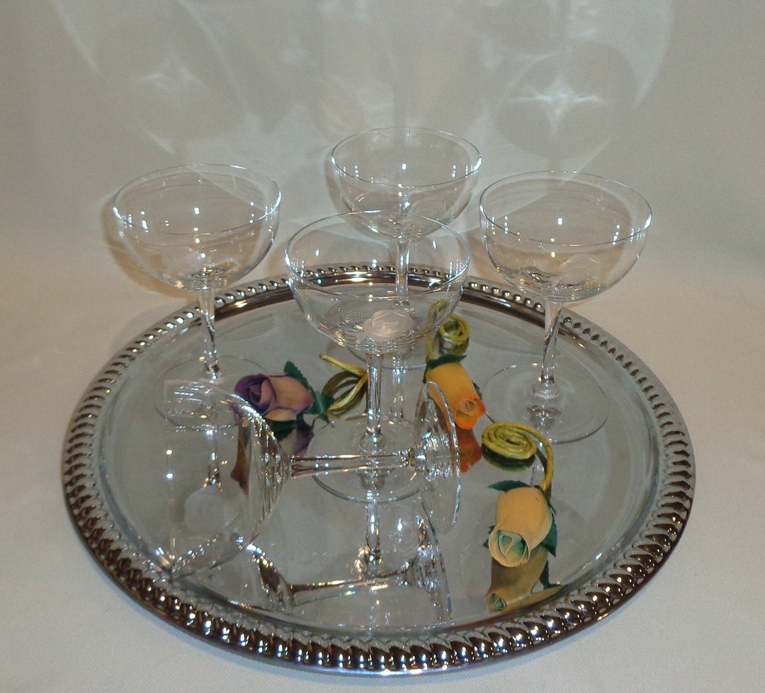 Vintage Glass Fine Crystal Deco Rose Champagne Coupe Cocktail Glasses 5 ...