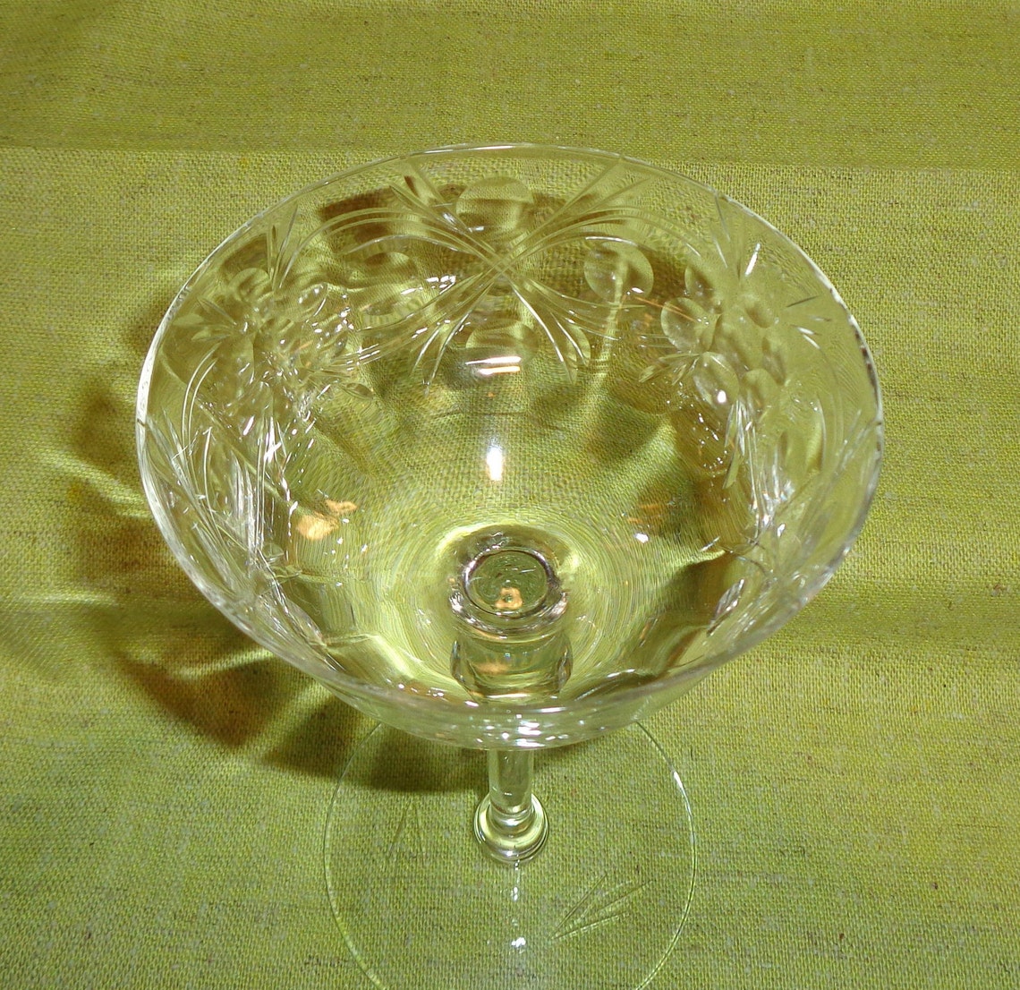 Vintage Glass Cut Thumbprint Floral Champagne Coupe Cocktail - Etsy
