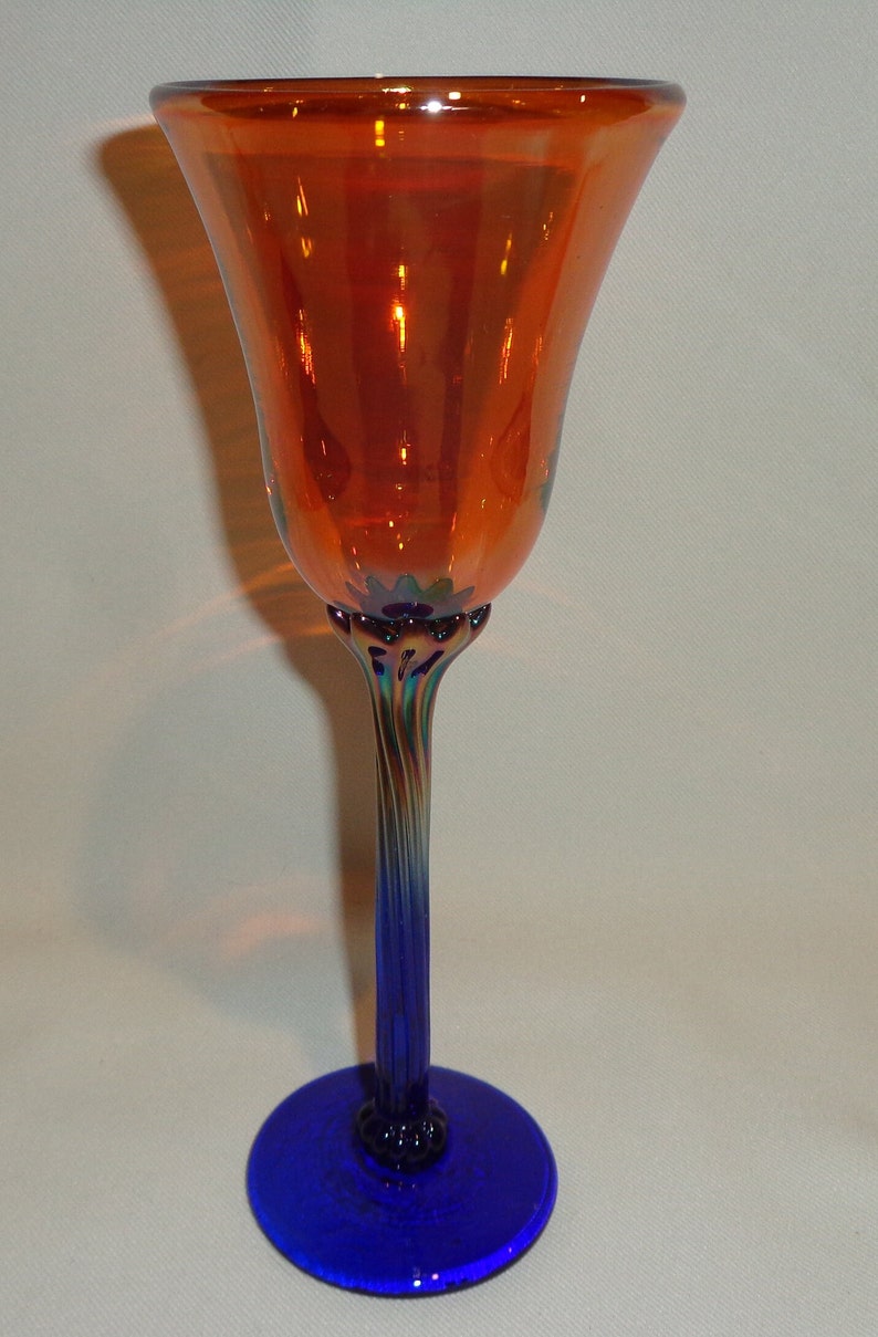 Vintage Glass Rick Strini Art Glass Hand Blown Wine Water - Etsy