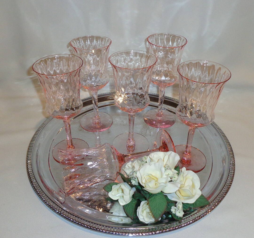 Vintage Glass Tiffin Franciscan Diamond Optic Pink Depression Glass ...