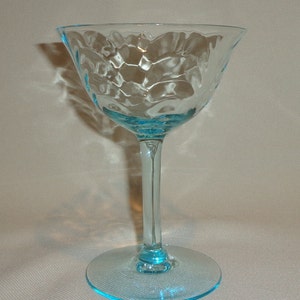 Vintage Glass Wave Optic Azure Blue Champagne Coupe Cocktail Glasses 3 ...