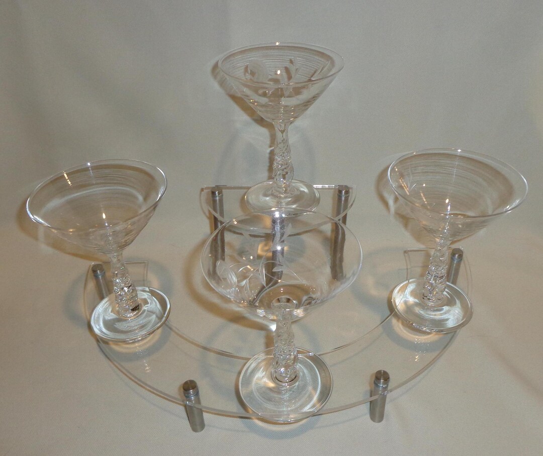 Vintage Glass Tiffin Glass Etched Milburn Rose Nancy Prentiss Champagne ...