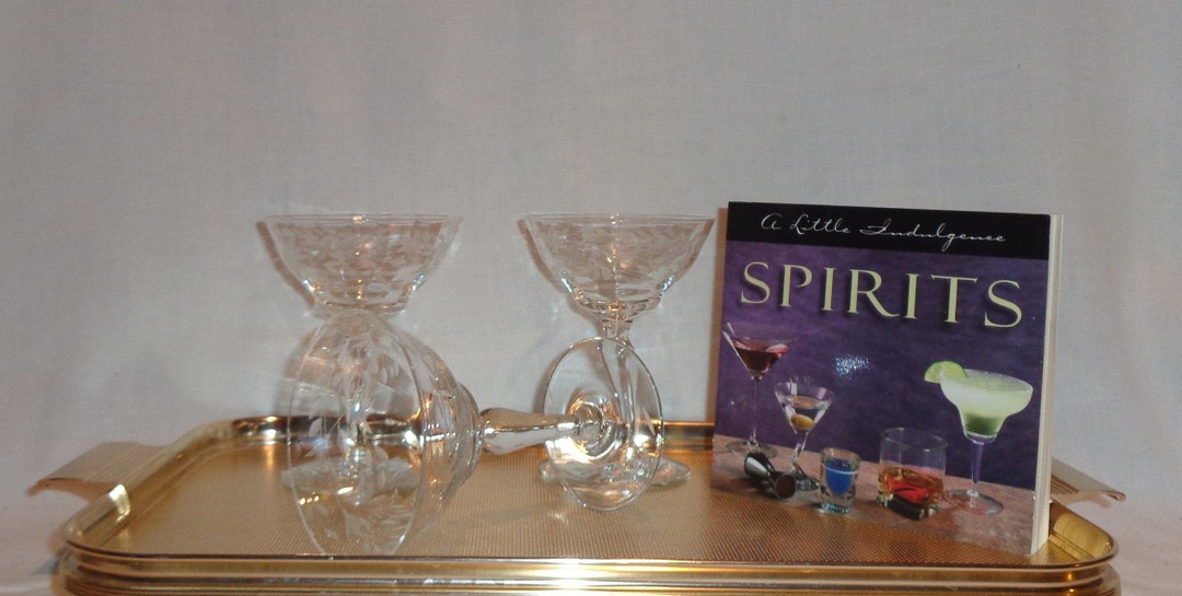 Vintage Glass Optic Windswept Floral Martini Craft Cocktail Glasses 3 - Etsy