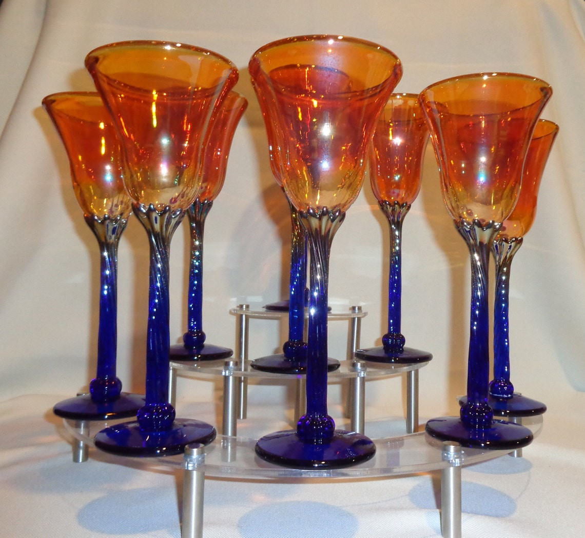 Vintage Glass Rick Strini Art Glass Hand Blown Wine Water - Etsy