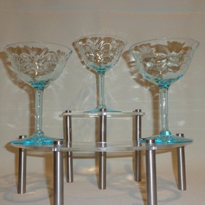 Vintage Glass Wave Optic Azure Blue Champagne Coupe Cocktail Glasses 3 ...
