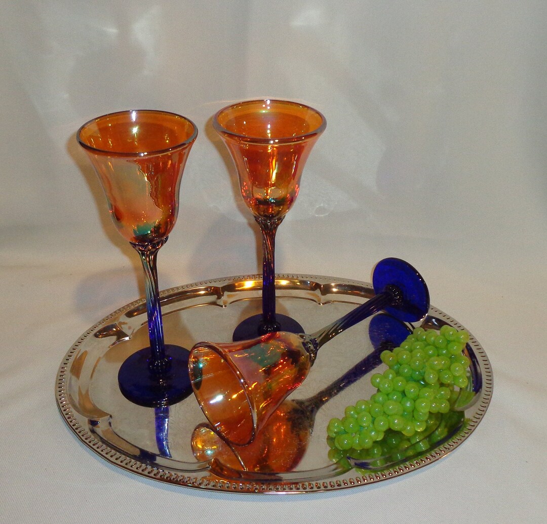 Vintage Glass Rick Strini Art Glass Hand Blown Wine Water Glasses 9 ...