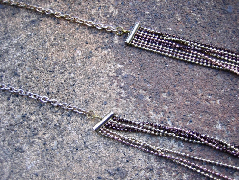 Eco-friendly Statement Necklace - Cascade of Chains - Eight Strands of ...