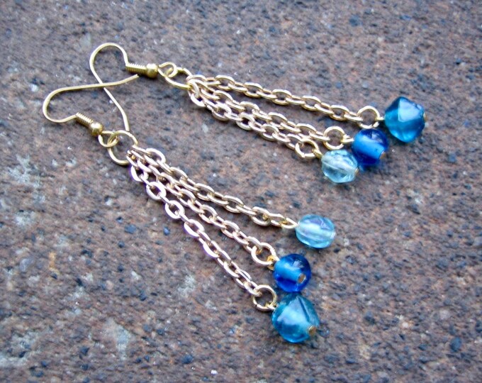 Eco-friendly Dangle Earrings Rhapsody in Blue Recycled Delicate Vintage ...