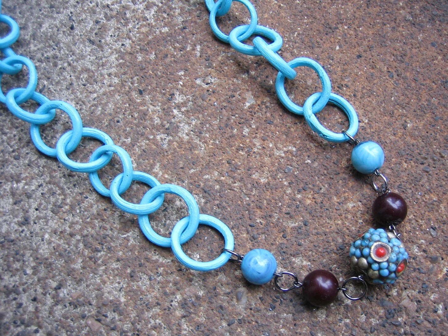 Eco-friendly Statement Necklace Island Time Recycled Vintage Metal and ...