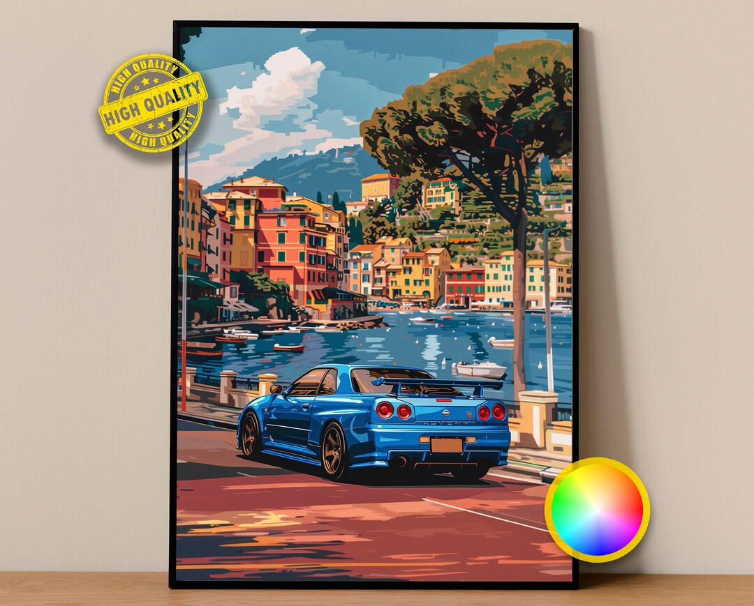 Nissan Poster Skyline GT-R R34 Poster 9200.0 JDM Wall Decor JDM Art ...