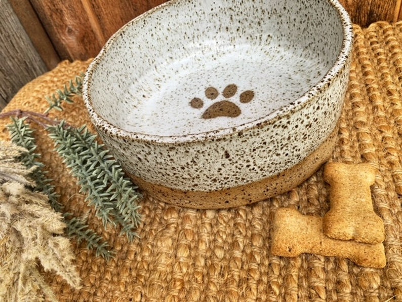Ceramics Handmade Dog Bowl, Paw Print - Etsy