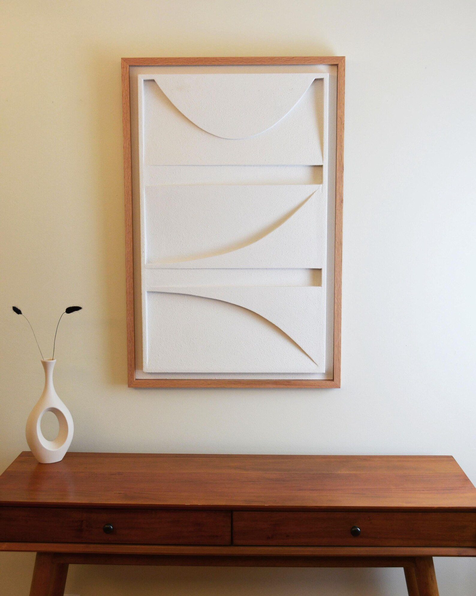 No. 08 Black Acoustic Panel, Wood Wall Art, Plaster Relief Art ...