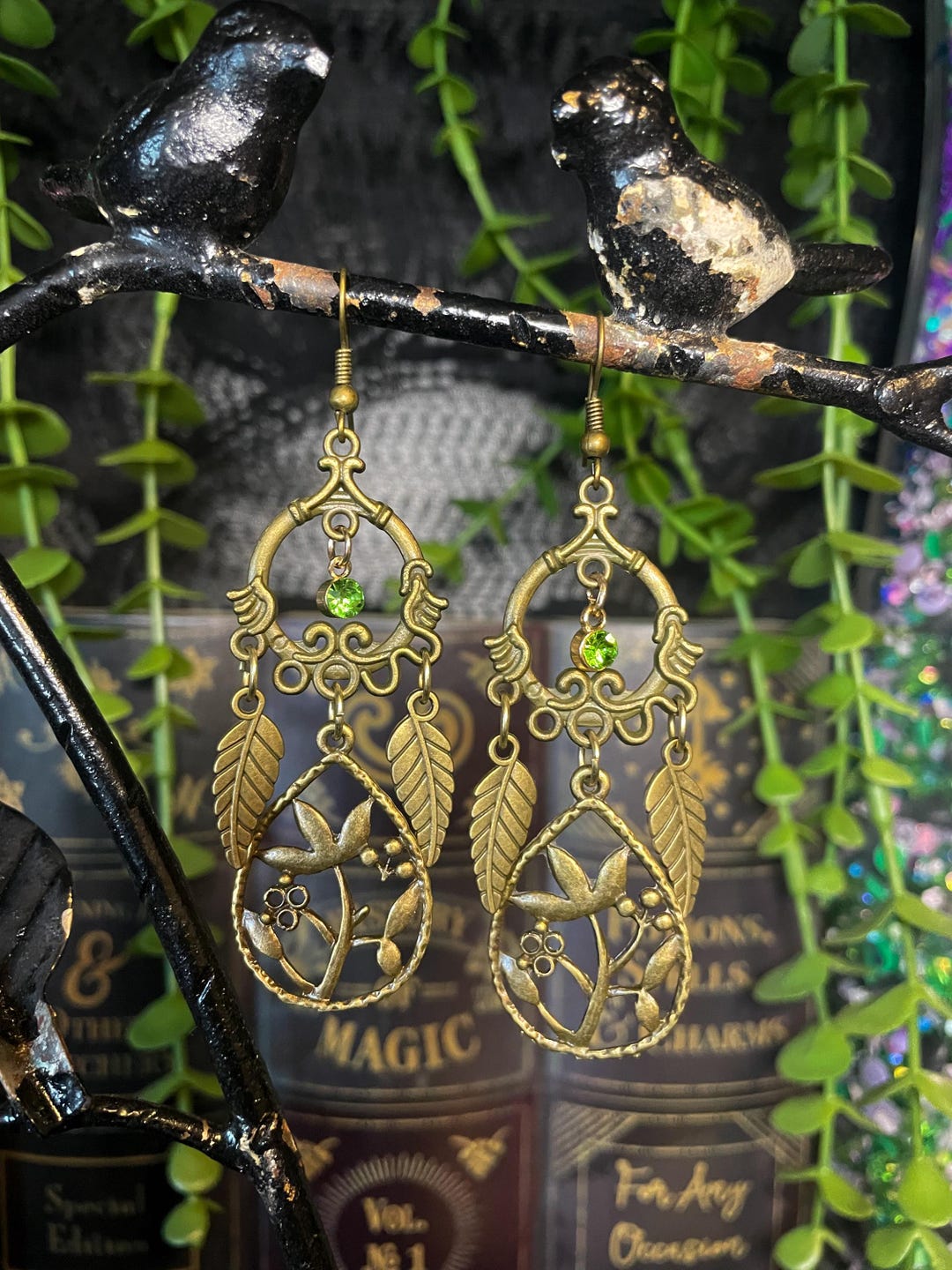 Bronze Garden Earrings – Cottagecore Botanical Leaf Jewelry – Enchanted ...