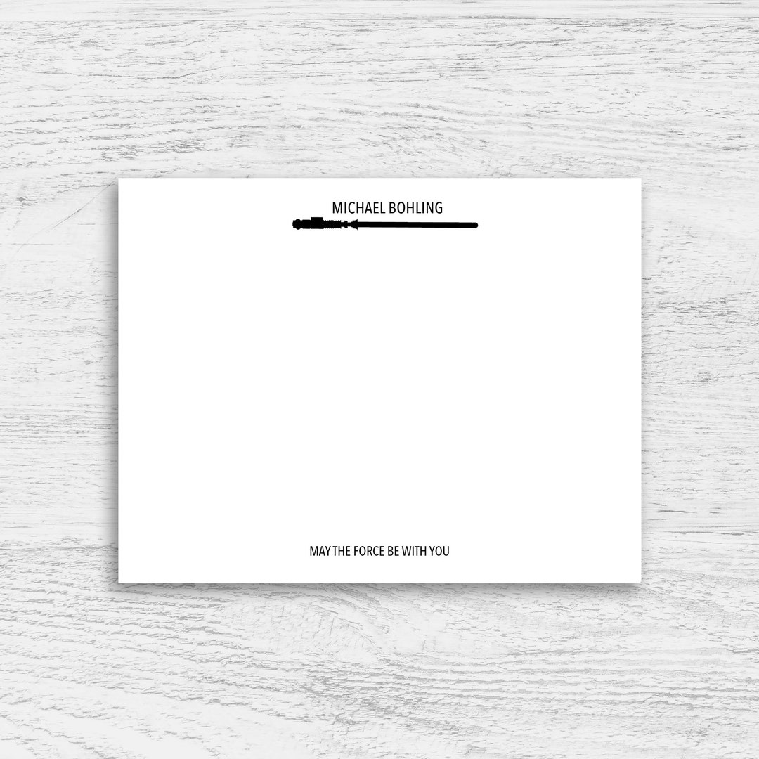 Personalized Star Wars Inspired Note Card Set, Custom Lightsaber ...