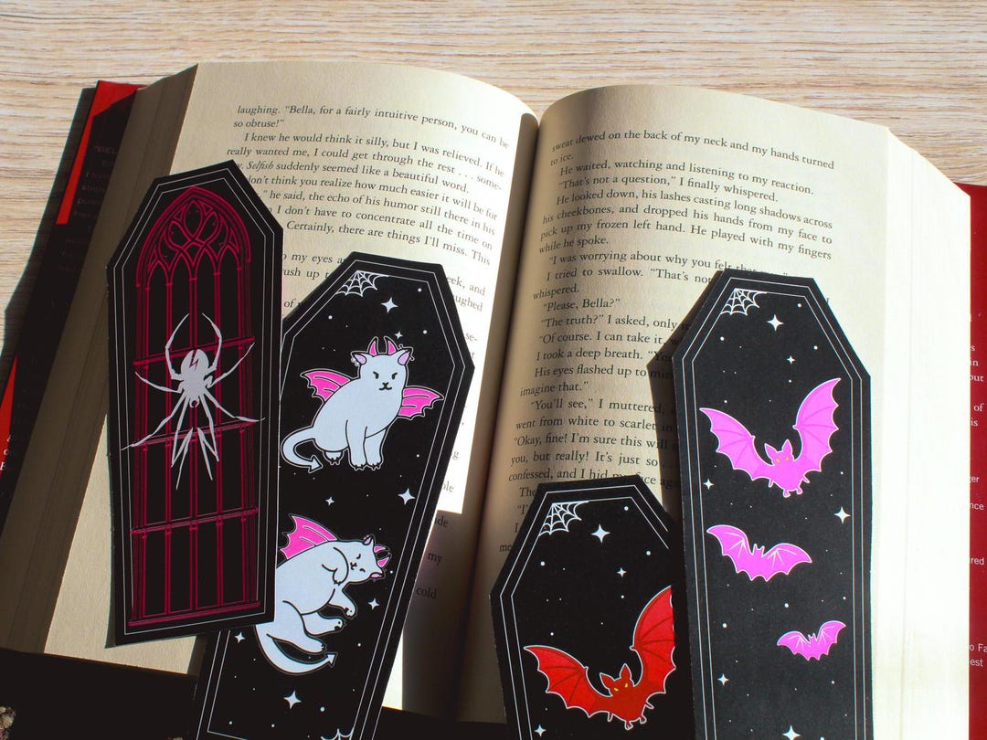 Cute Coffin Gothic Bookmarks- Bats, Evil Kitty, MCR - Etsy