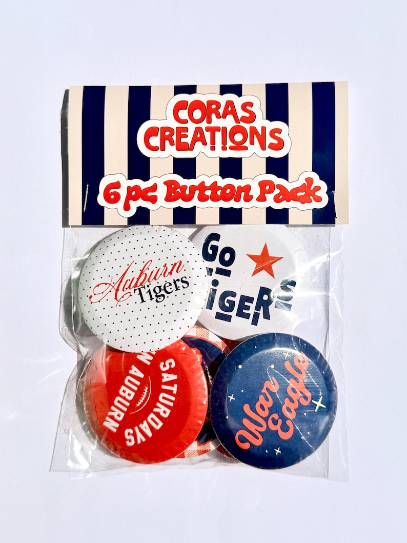 College Football Game Day Buttons | Sorority Style Tailgate Pins | 6 ...