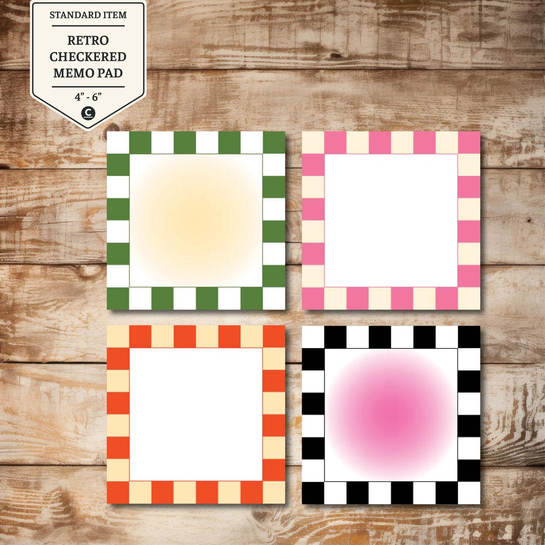 Checkered Retro Memo Pads – Vintage Aesthetic Notepad, 70s & 80s ...