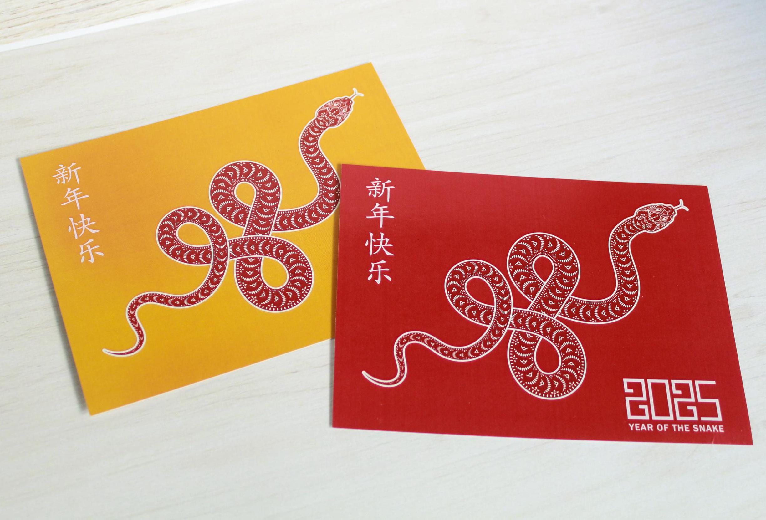 Year of the Snake New Year's Post Cards - Etsy