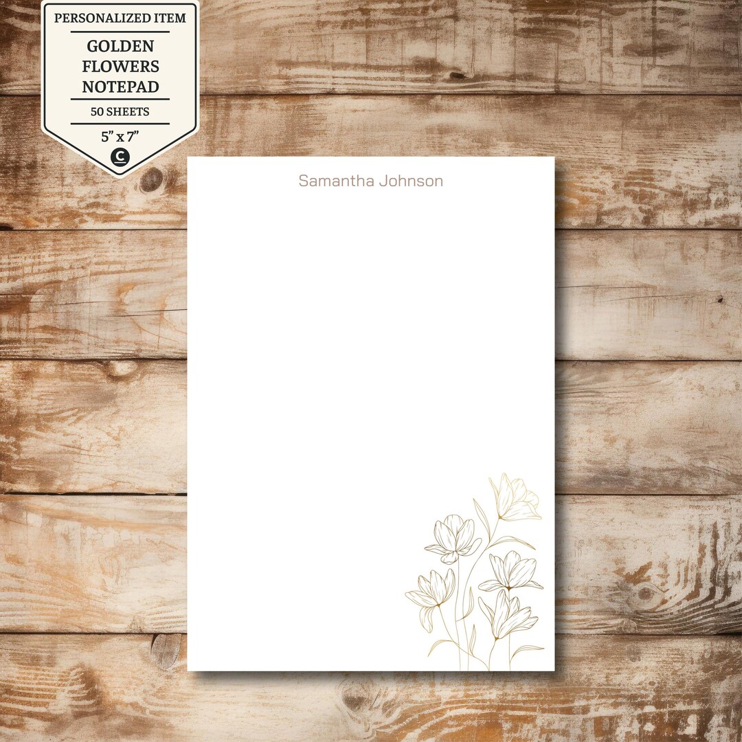 Golden Floral Stencil Notepad – Elegant Stationery, 50 Sheets - Etsy