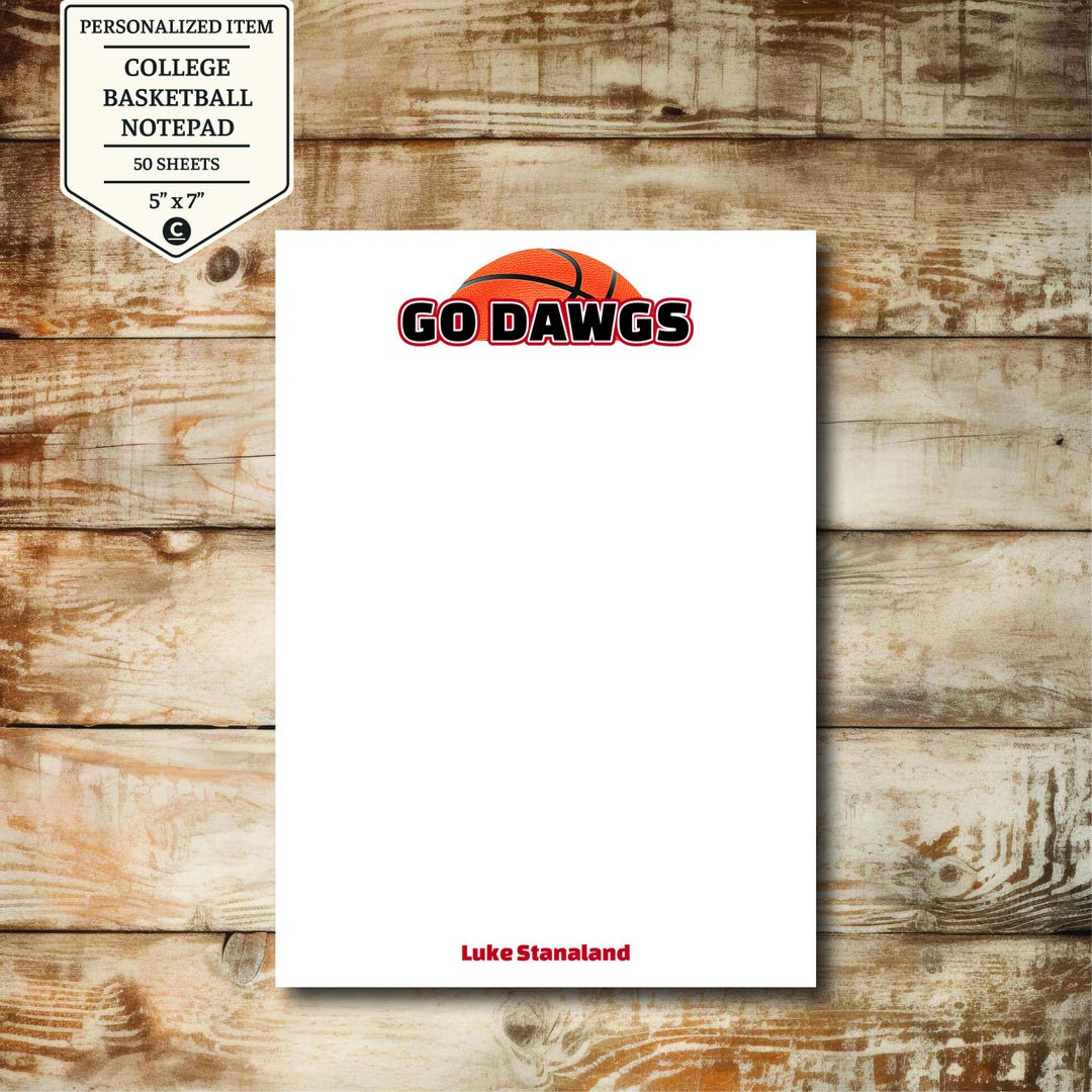 Personalized College Basketball Notepad - Custom Mascot & Colors - Etsy