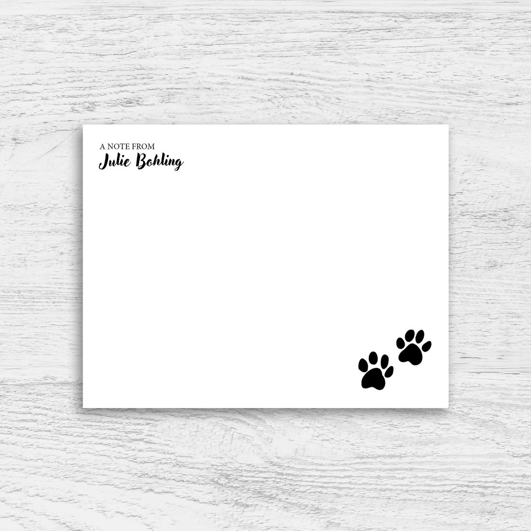 Personalized Dog Paw Print Note Card Set - Etsy