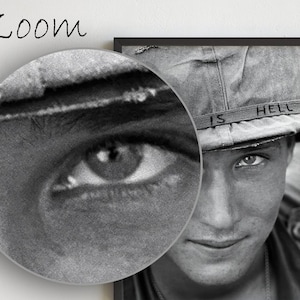 Vietnam War Vintage Photo, War is Hell Slogan on Helmet, 1965, Military ...