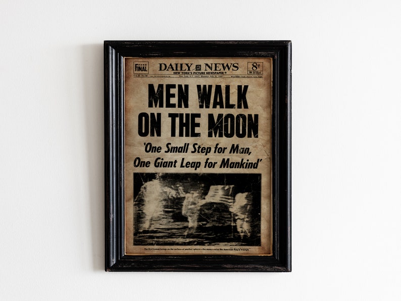 Apollo 11 Newspaper Print: 1969 Moon Landing Front Page (digital ...