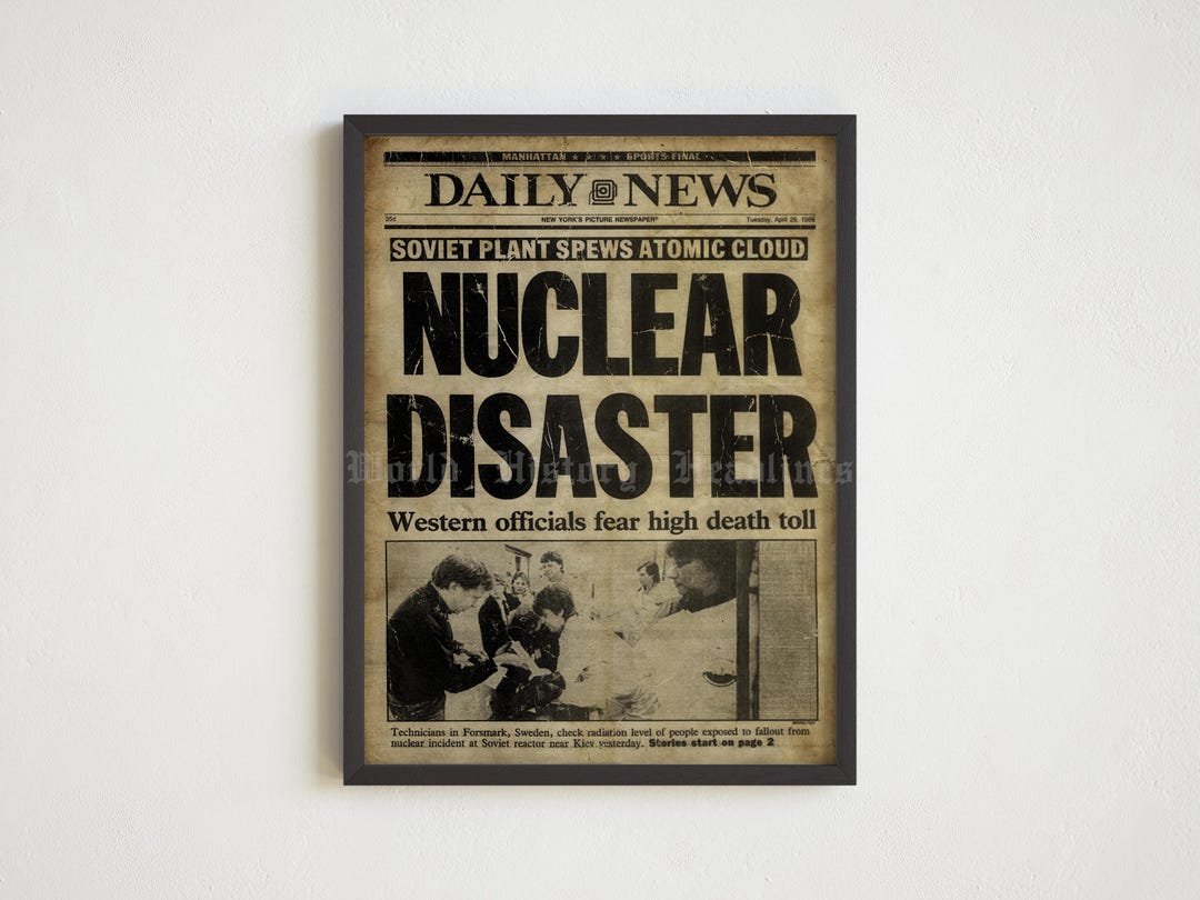 Chernobyl Disaster Newpaper Cover for Poster Print, Newspaper Wall Art ...