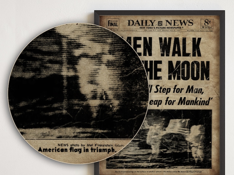Apollo 11 Newspaper Print: 1969 Moon Landing Front Page (digital ...