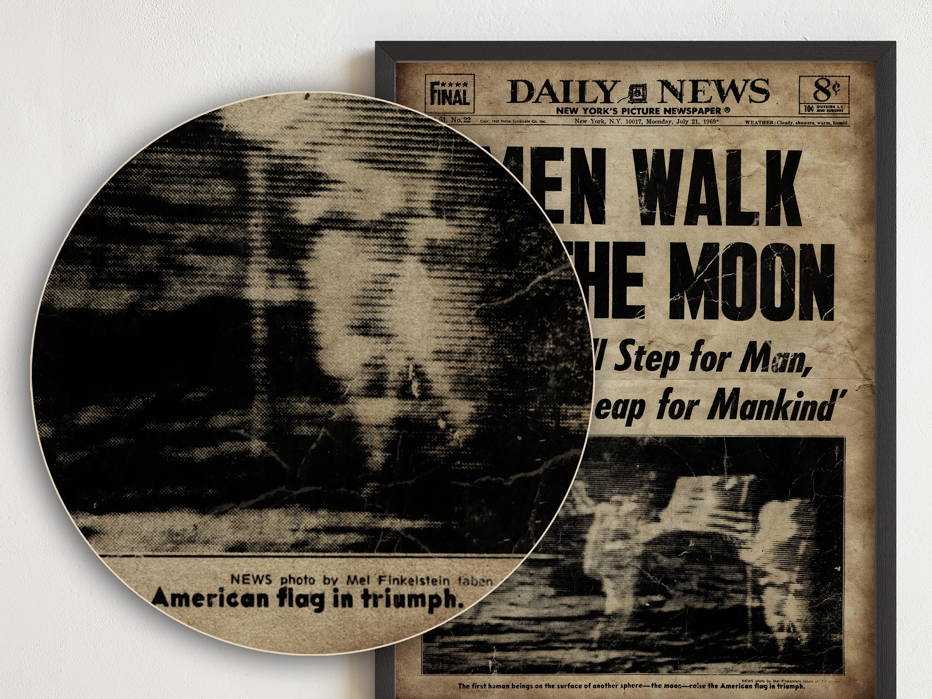 Apollo 11 Newspaper Print: 1969 Moon Landing Front Page (digital ...