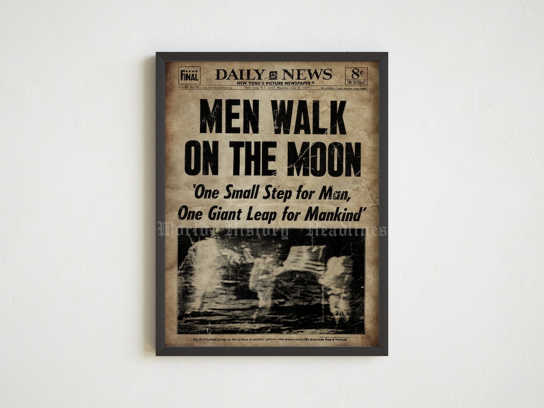 Apollo 11 Newspaper Print: 1969 Moon Landing Front Page (digital ...