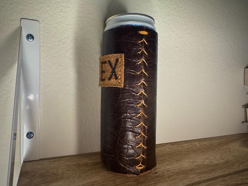 Personalized Handmade Leather Koozie Drink Holder, Drink Insulator ...
