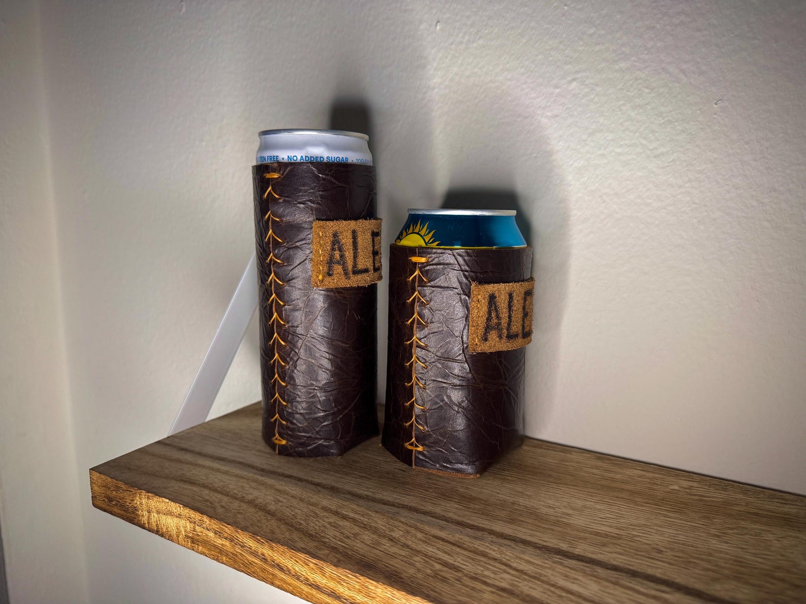 Personalized Handmade Leather Koozie Drink Holder, Drink Insulator ...
