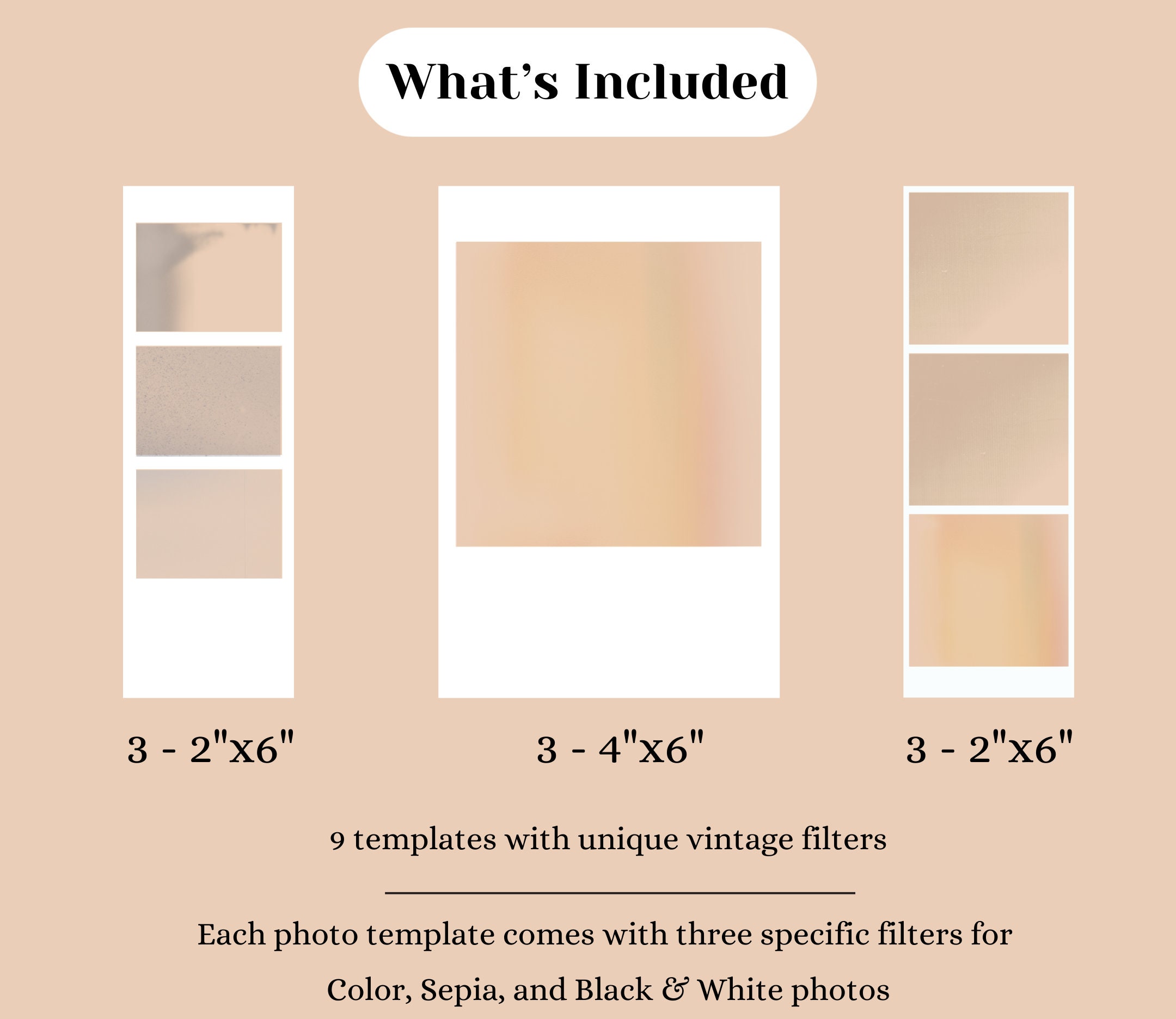 Vintage Filter Photo Booth Strip Template, Retro Editable 2x6 4x6 ...
