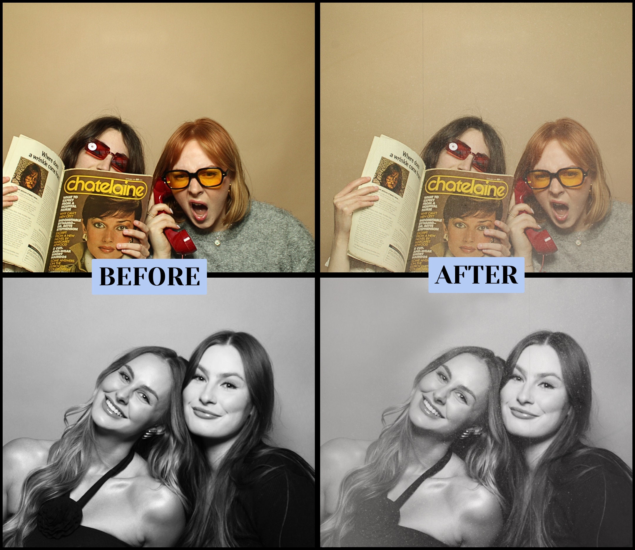 Vintage Filter Photo Booth Strip Template, Retro Editable 2x6 4x6 ...