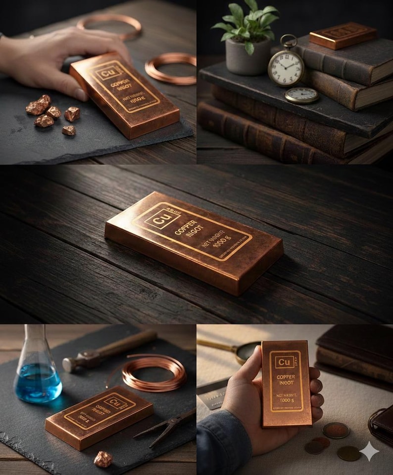1kg / 2.2lb Copper Ingot - Pure Bullion Metal for Collectors, Crafts ...