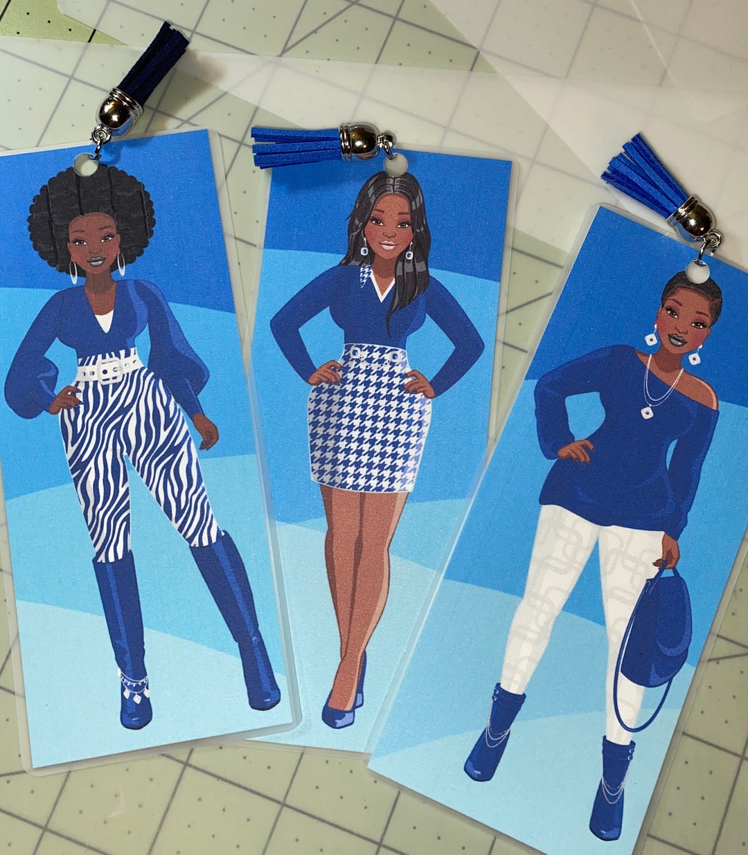 Ladies in Blue Bookmarks - Etsy