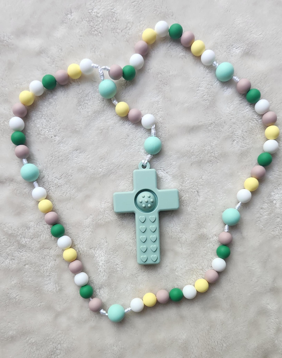 Baby's First Silicone Rosary, Handmade for New Baby or Teething Toddler ...