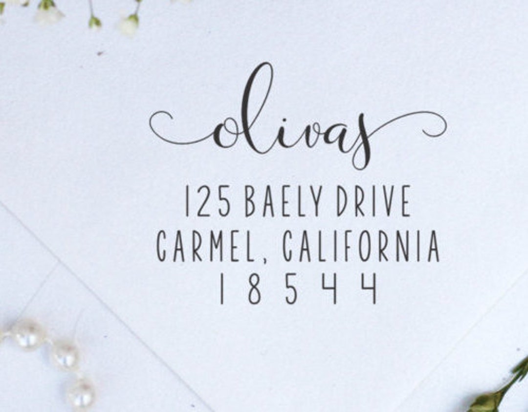 Cursive Return Address Stamp, Cute Return Address Stamp, Cute Return ...