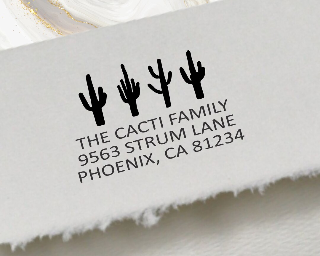 Self Inking Custom Return Address Stamp, Cute Cactus Return Address ...