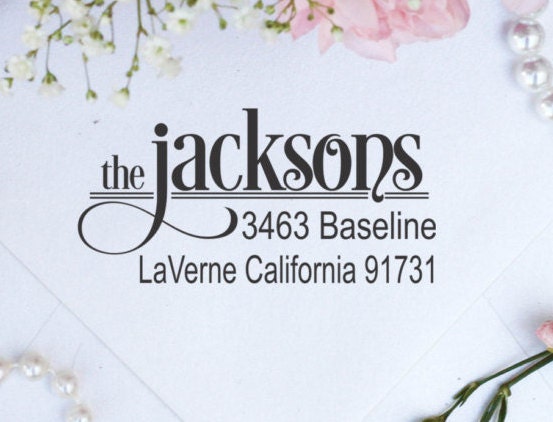 Return Address Stamp Script font Name Stamp custom rubber | Etsy
