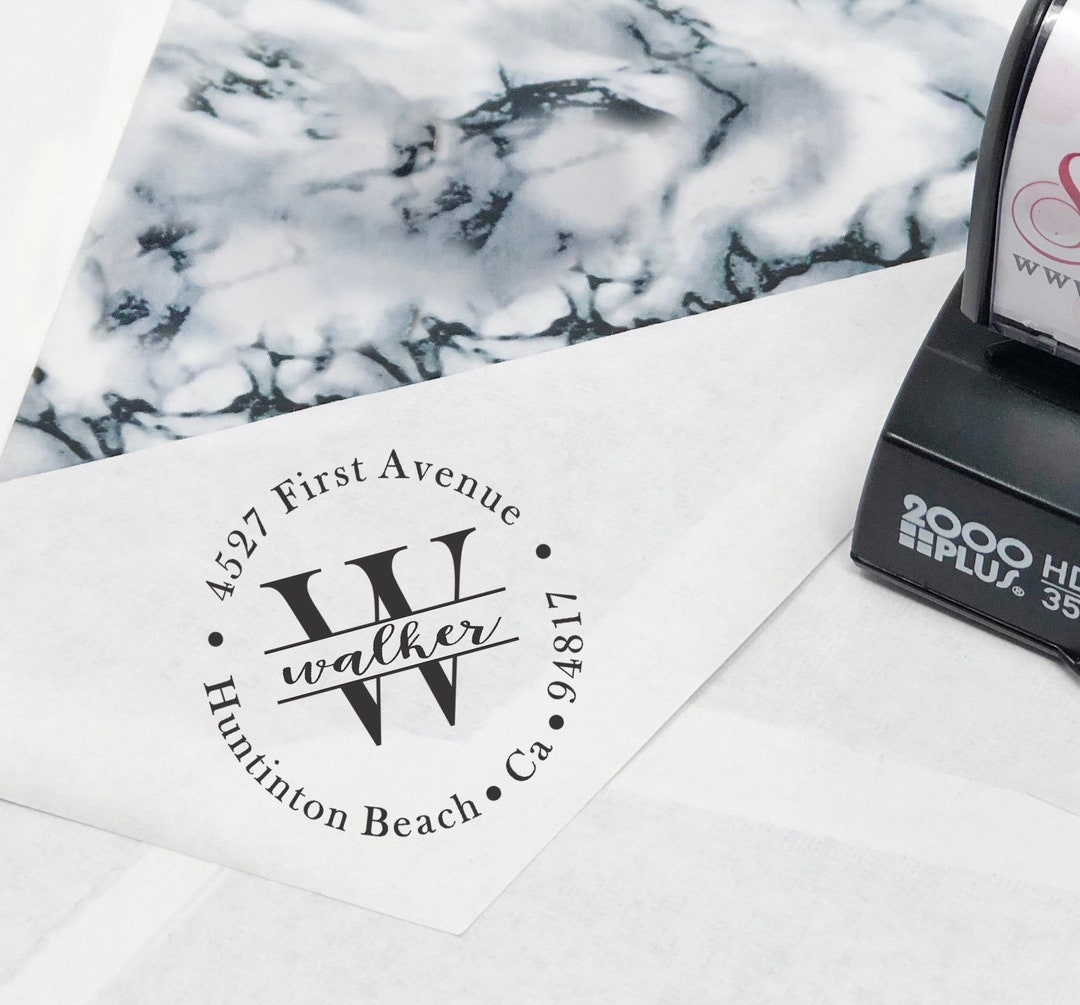 Round Address Stamp, Personalized Stamp, Custom Address Stamp, Rubber ...