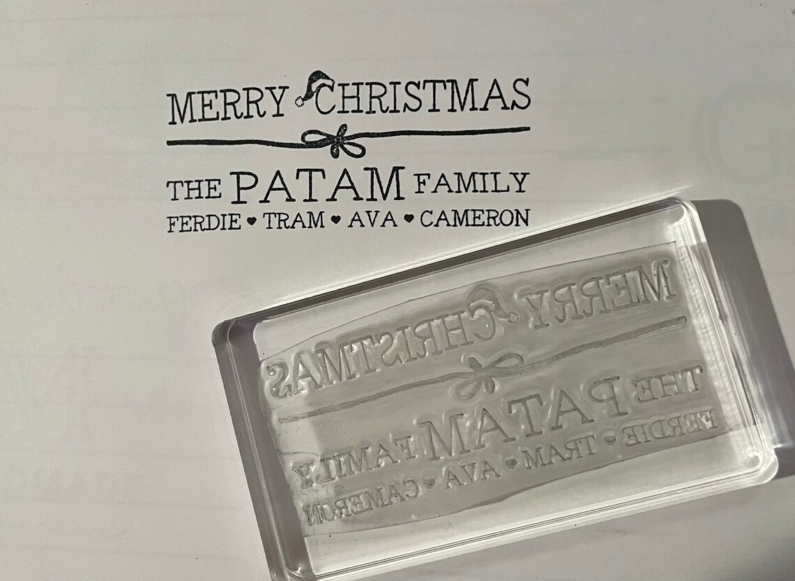 Family Names on a Rubber Stamp to Sign Your Christmas Cards - Etsy