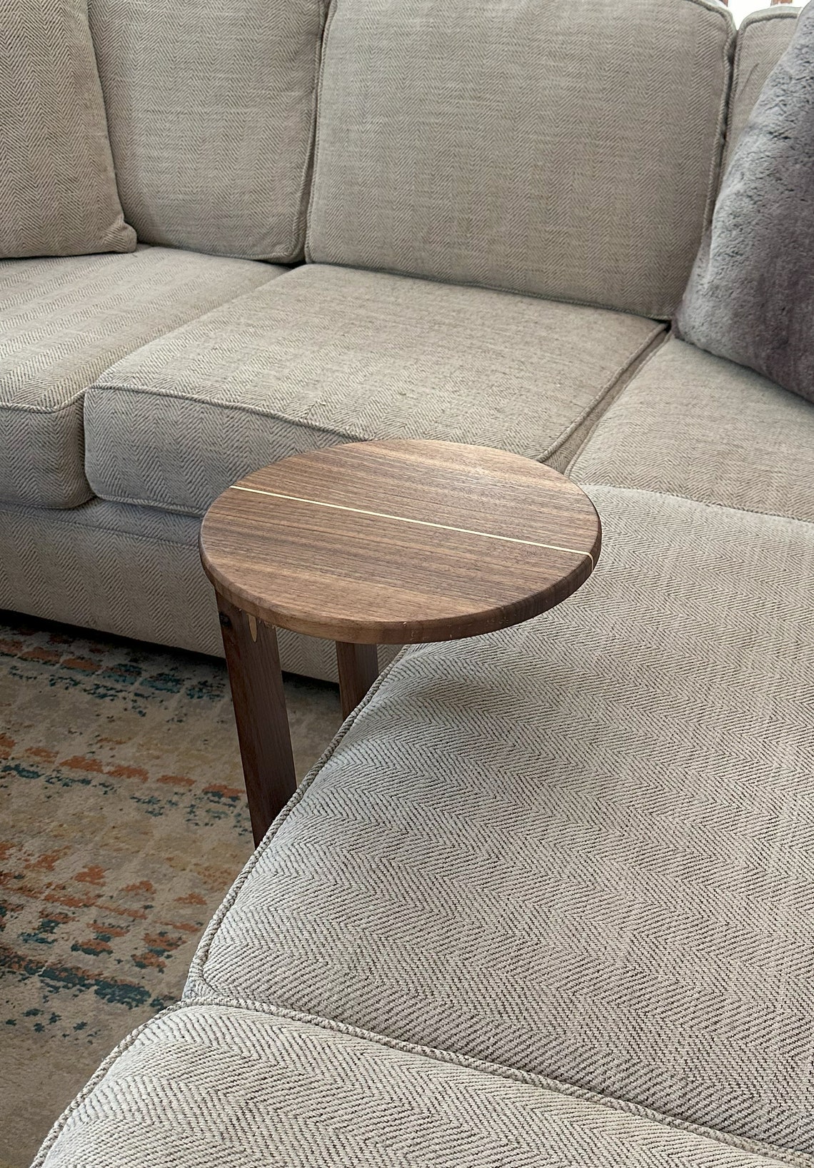 Wooden Couch Table Walnut With Maple Inlay - Etsy