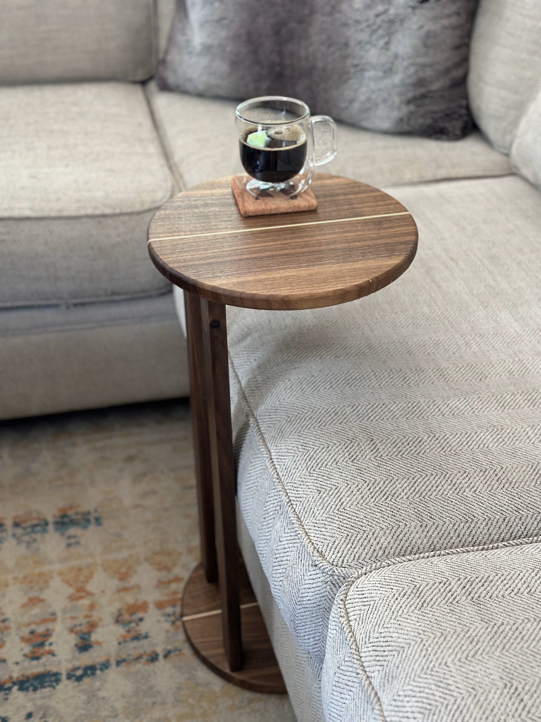 Wooden Couch Table Walnut With Maple Inlay - Etsy
